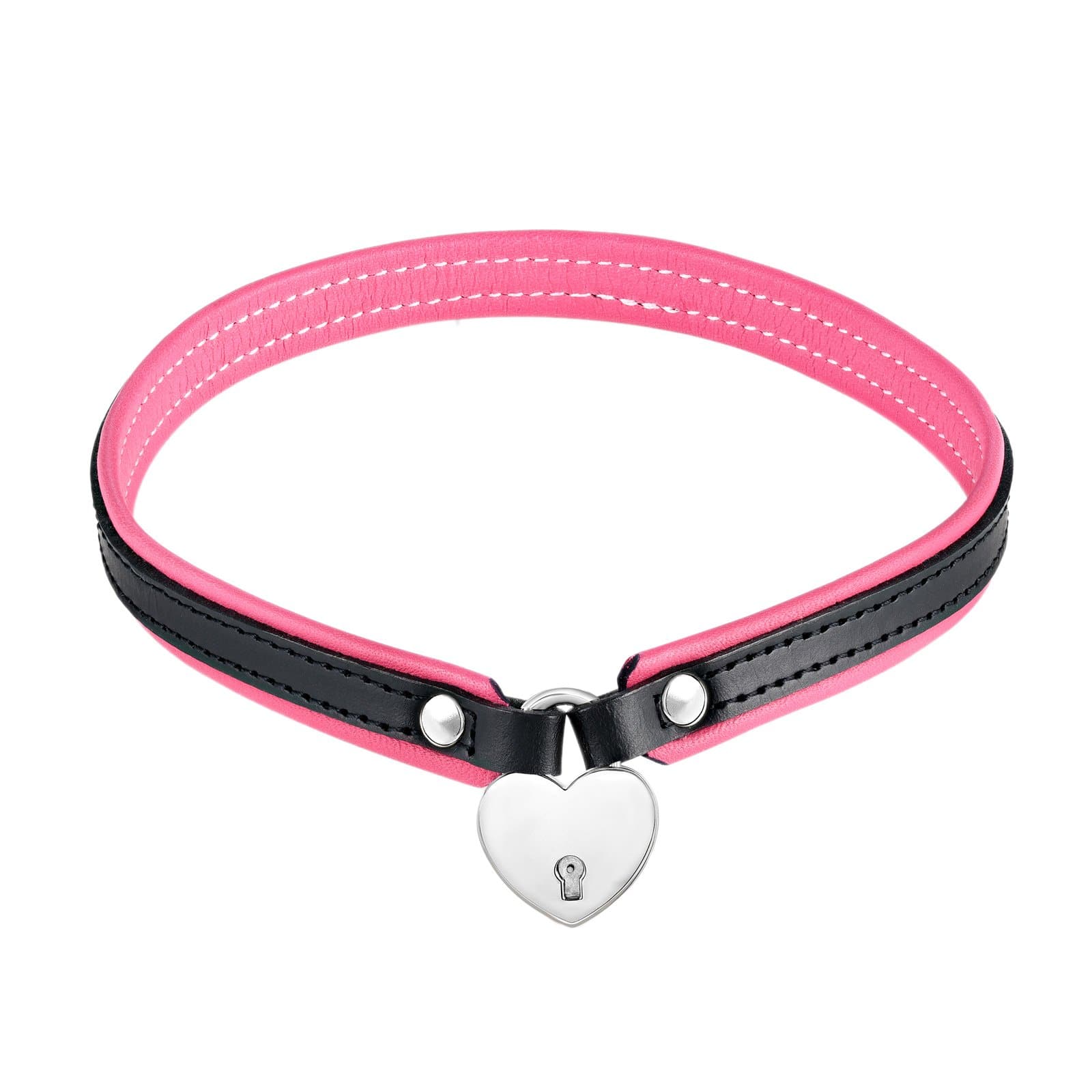 Leather Day Collar with Heart Lock - Eternity