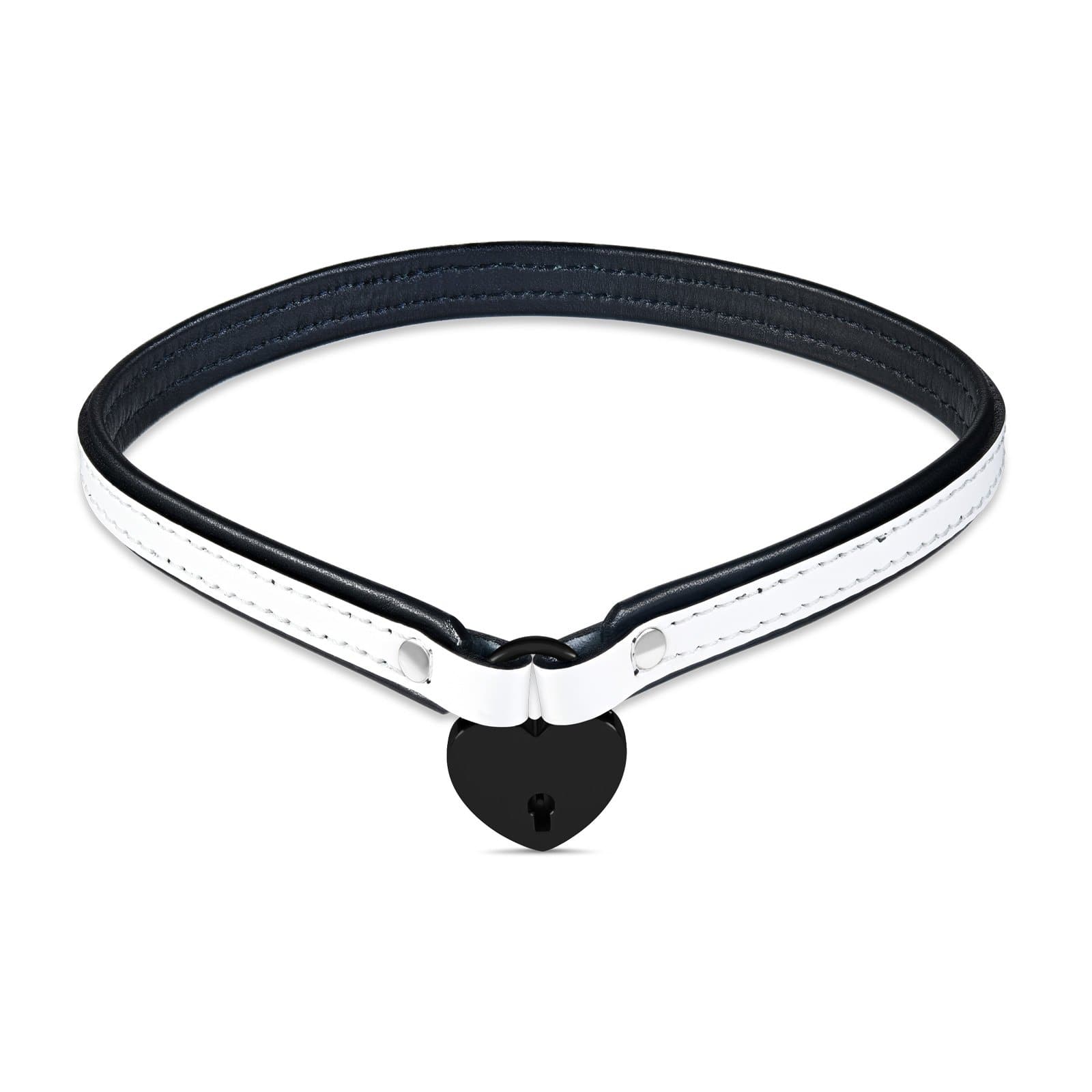 Leather Day Collar with Heart Lock - Eternity